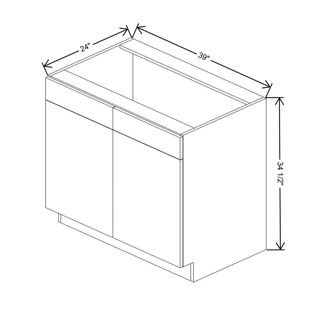 CNC Luxor Espresso 39" W 2 Drawer Front Double Door Sink Base Cabinet ...